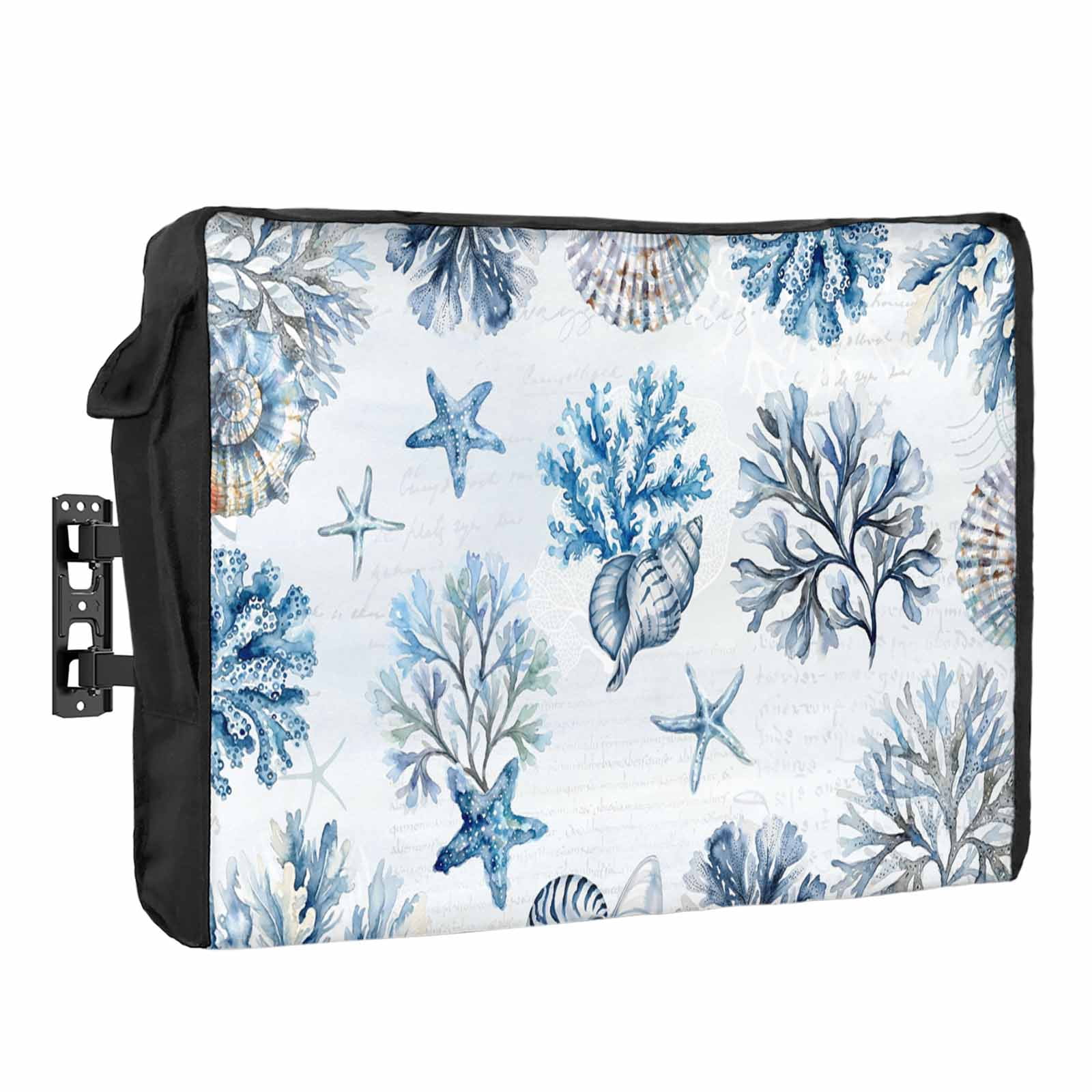 Blue Marine Life Waterproof Outdoor TV Cover, Ocean Coral Sea Star ...
