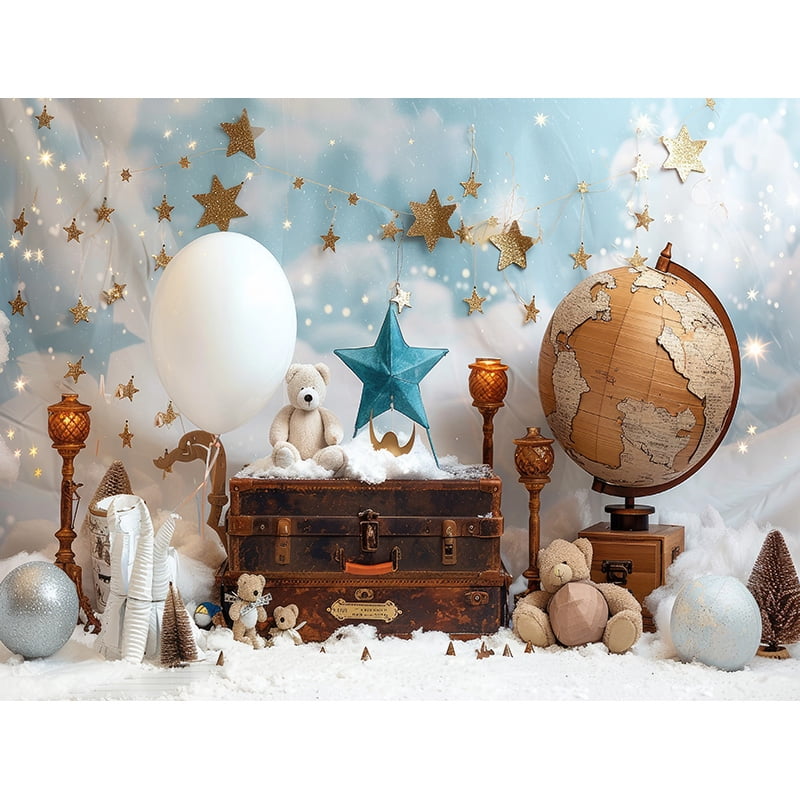 Blue Marine Nautical Retro Globe Sailing Photography Backdrops Props ...