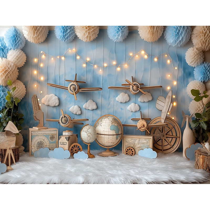 Blue Marine Nautical Retro Globe Sailing Photography Backdrops Props ...