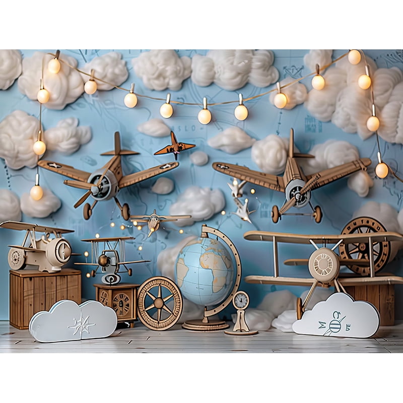 Blue Marine Nautical Retro Globe Sailing Photography Backdrops Props ...