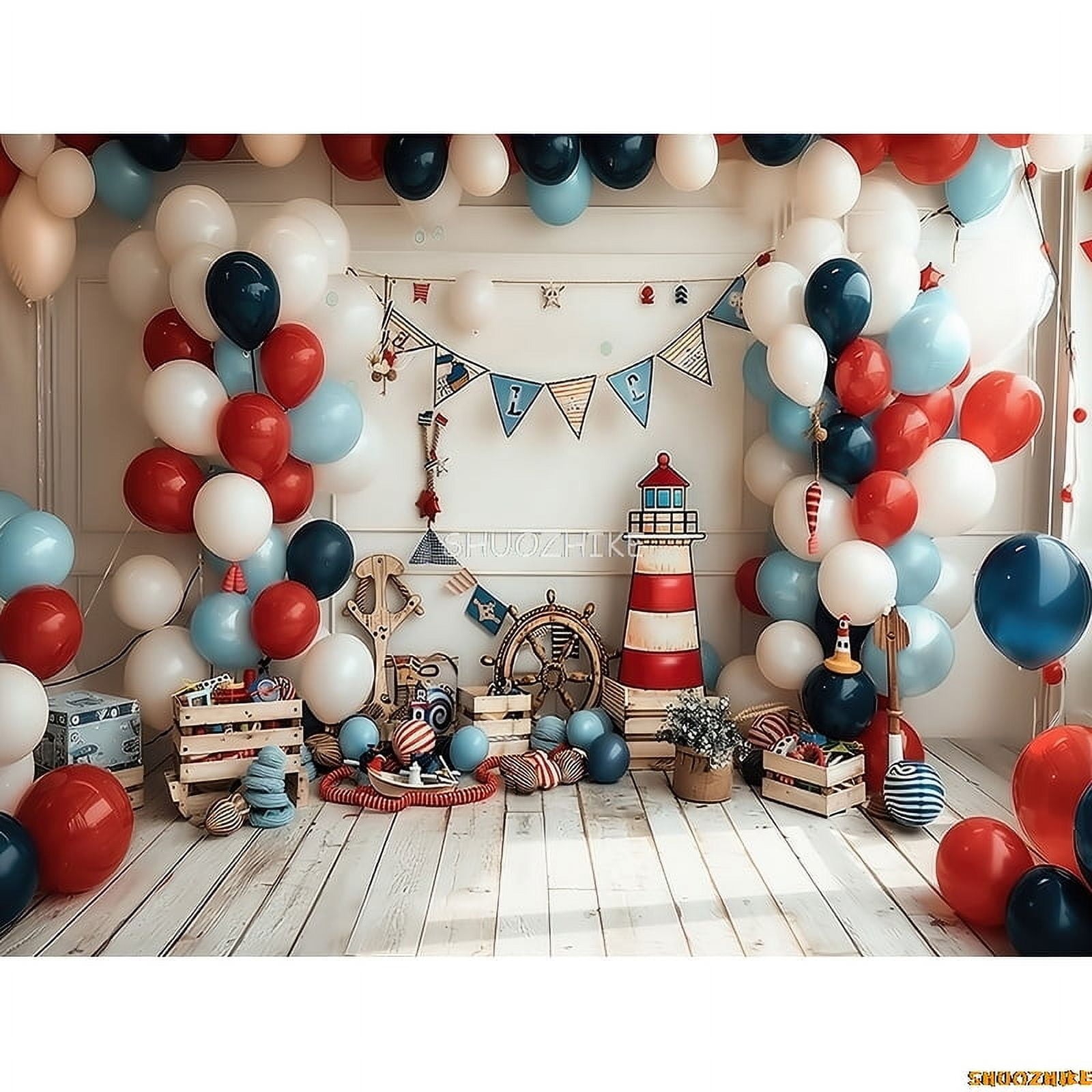 Blue Marine Wall Star Sailboat Photography Backdrops Birthday Party r ...