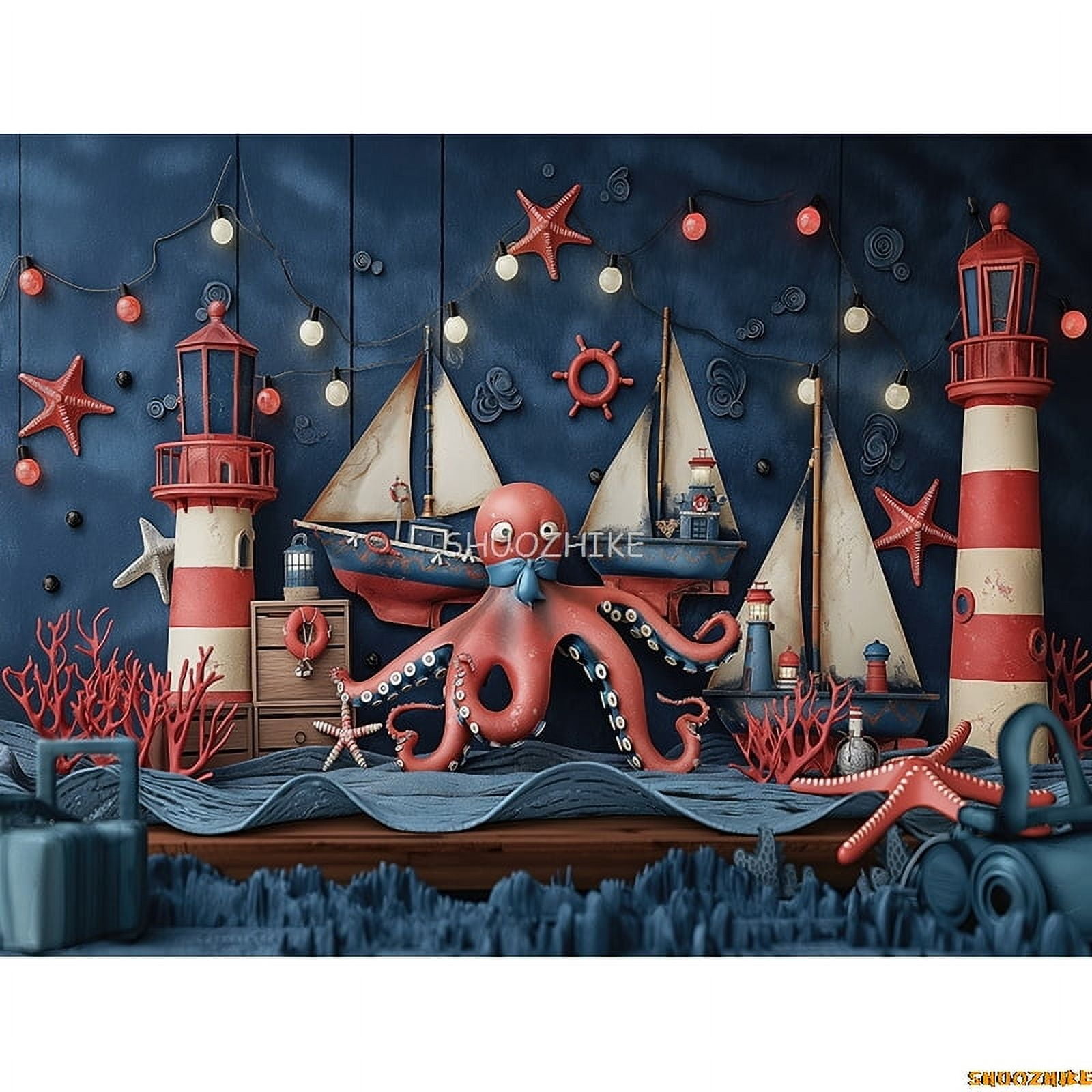 Blue Marine l Retro Globe Sailing Photography Backdrops Props Baby ...