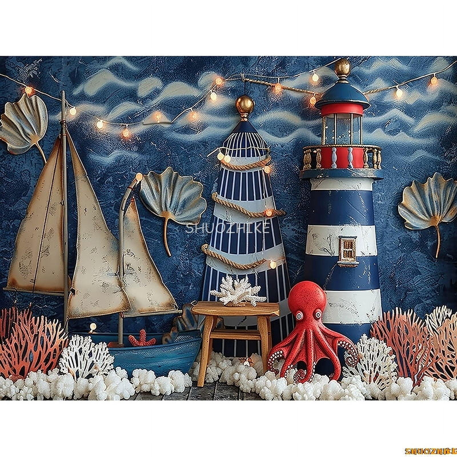 Blue Marine l Retro Globe Sailing Photography Backdrops Props Baby ...