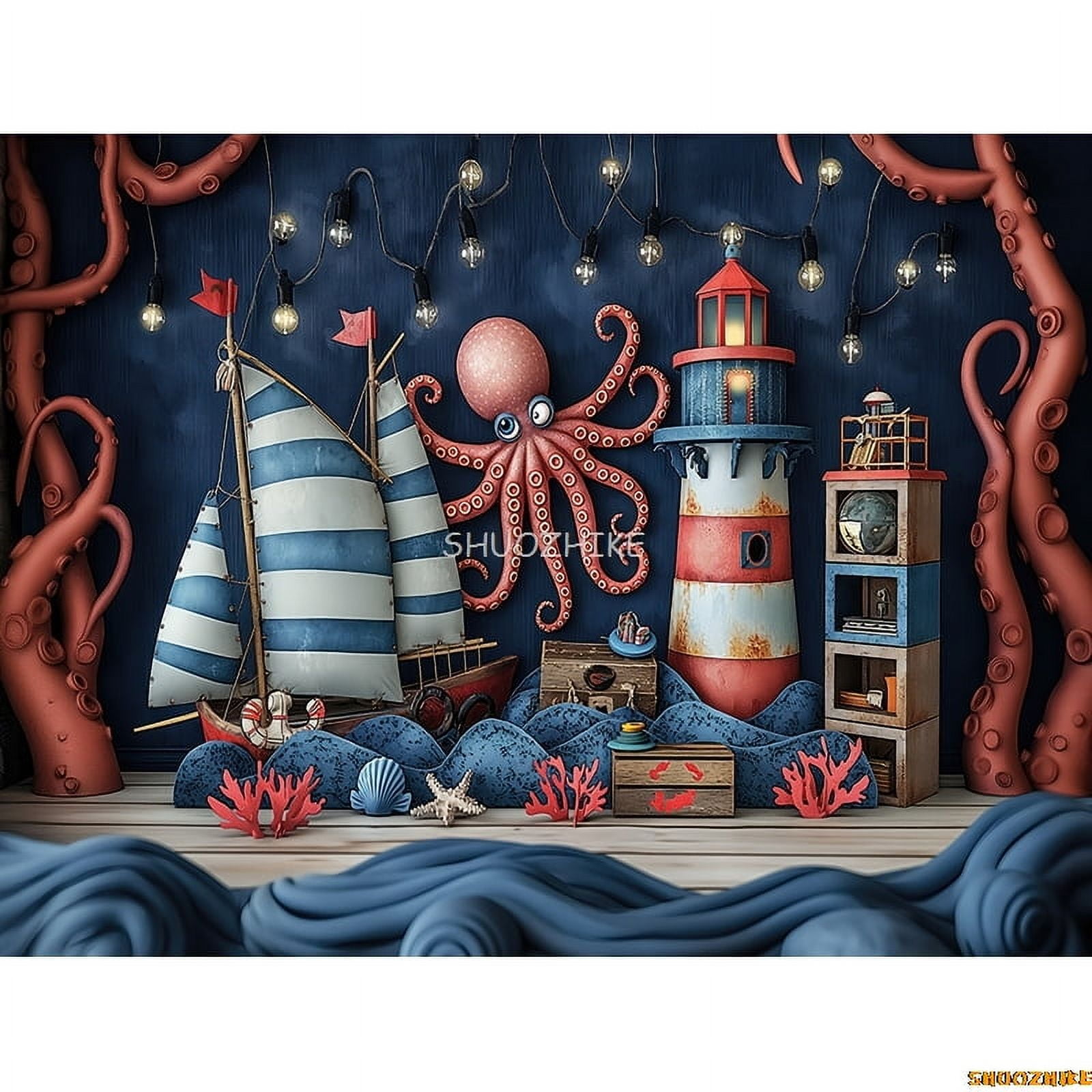 Blue Marine l Retro Globe Sailing Photography Backdrops Props Baby ...