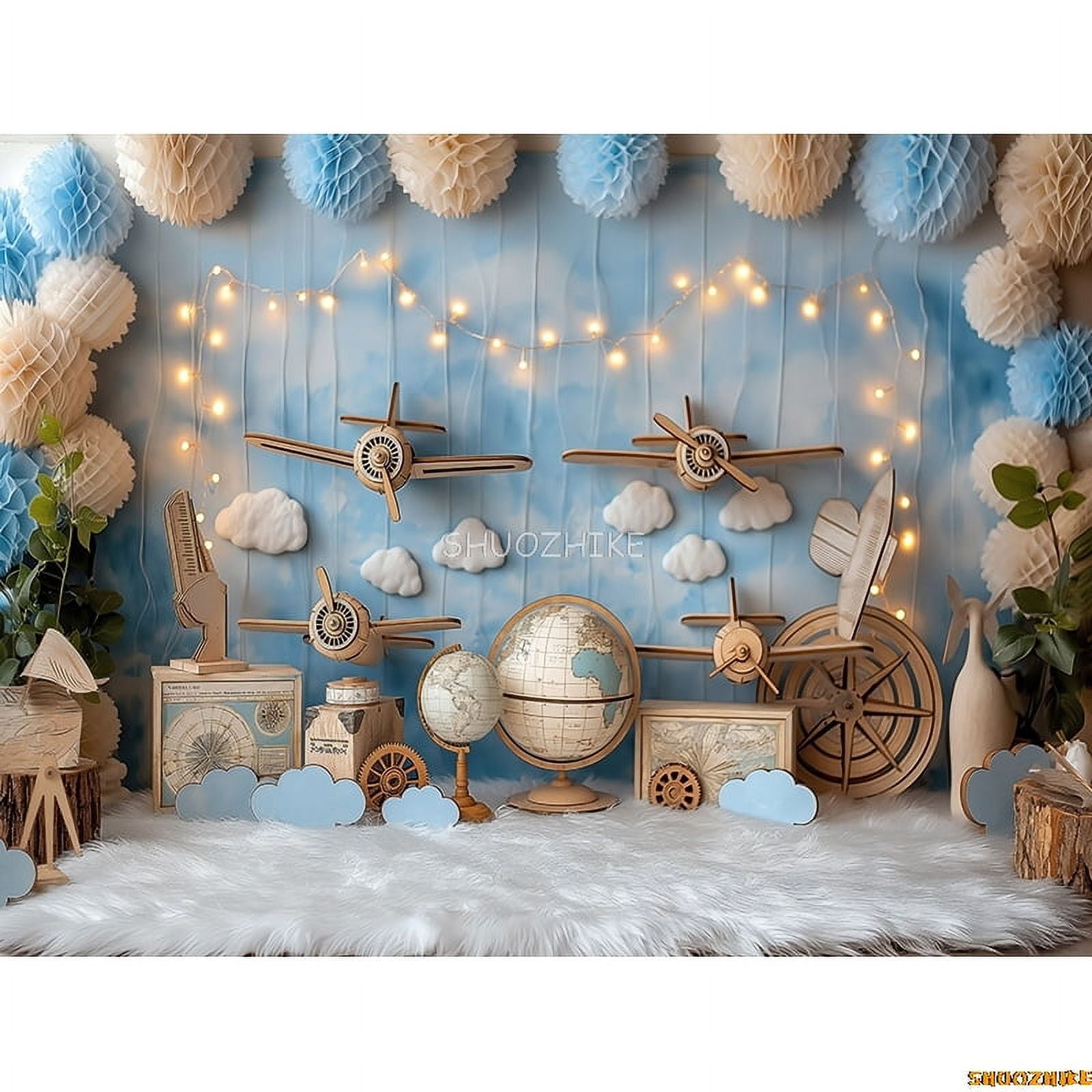Blue Marine l Retro Globe Sailing Photography Backdrops Props Baby ...