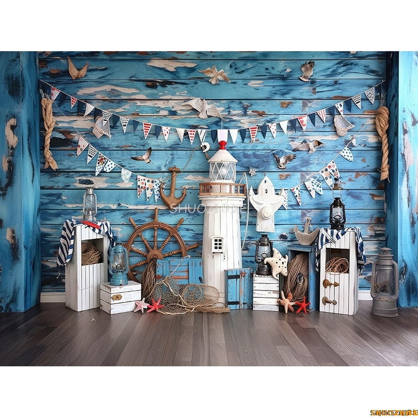 Blue Marine l Retro Globe Sailing Photography Backdrops Props Baby ...