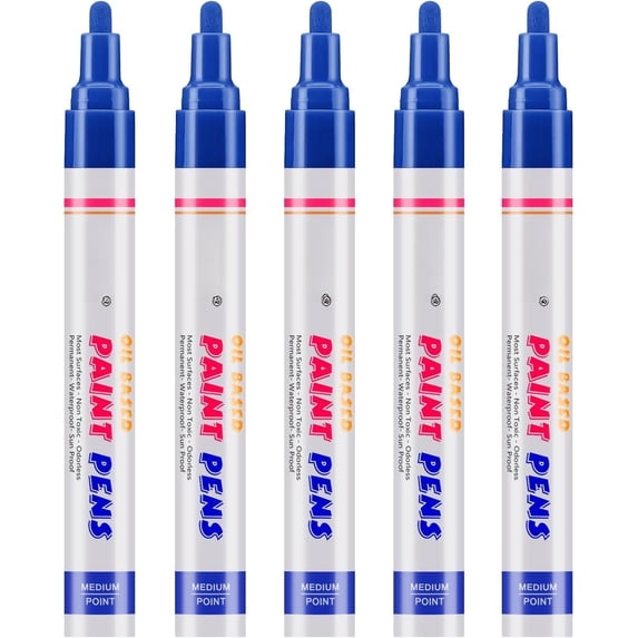 Blue Markers, 5 Oil-Based Quick Dry Permanent Pen Set for Rocks ...
