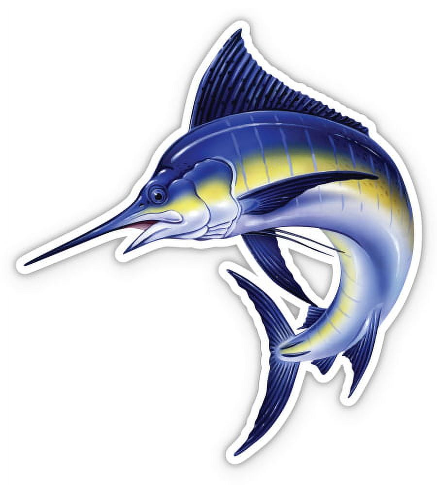 Blue Marlin - 12" Vinyl Sticker Waterproof Decal - Walmart.com