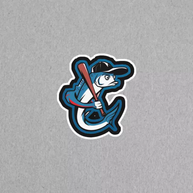 Blue Marlin Baseball Fish Mascot Sticker For Sports Fansphone Decal ...