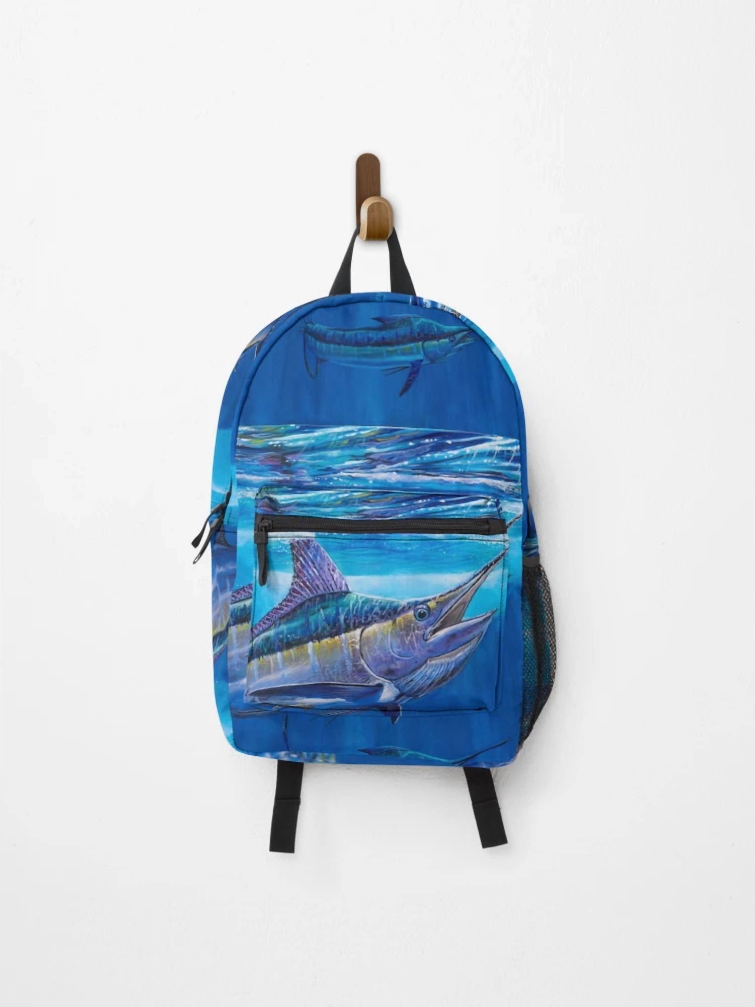 Blue Marlin Bite Backpack, Fishing Fans Backpack, Back To School ...