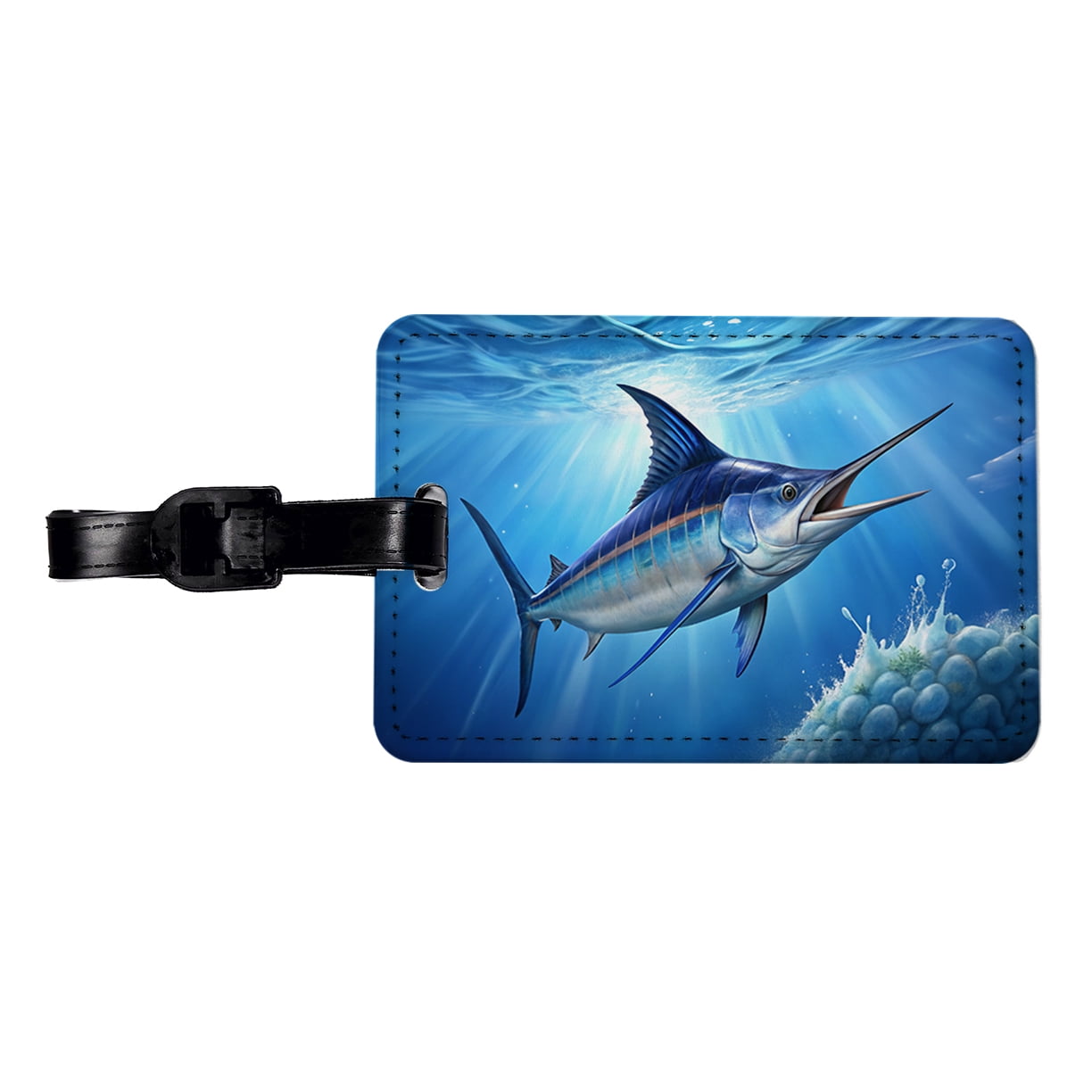 Blue Marlin Fish Faux Leather Travel Luggage Tag - Walmart.com