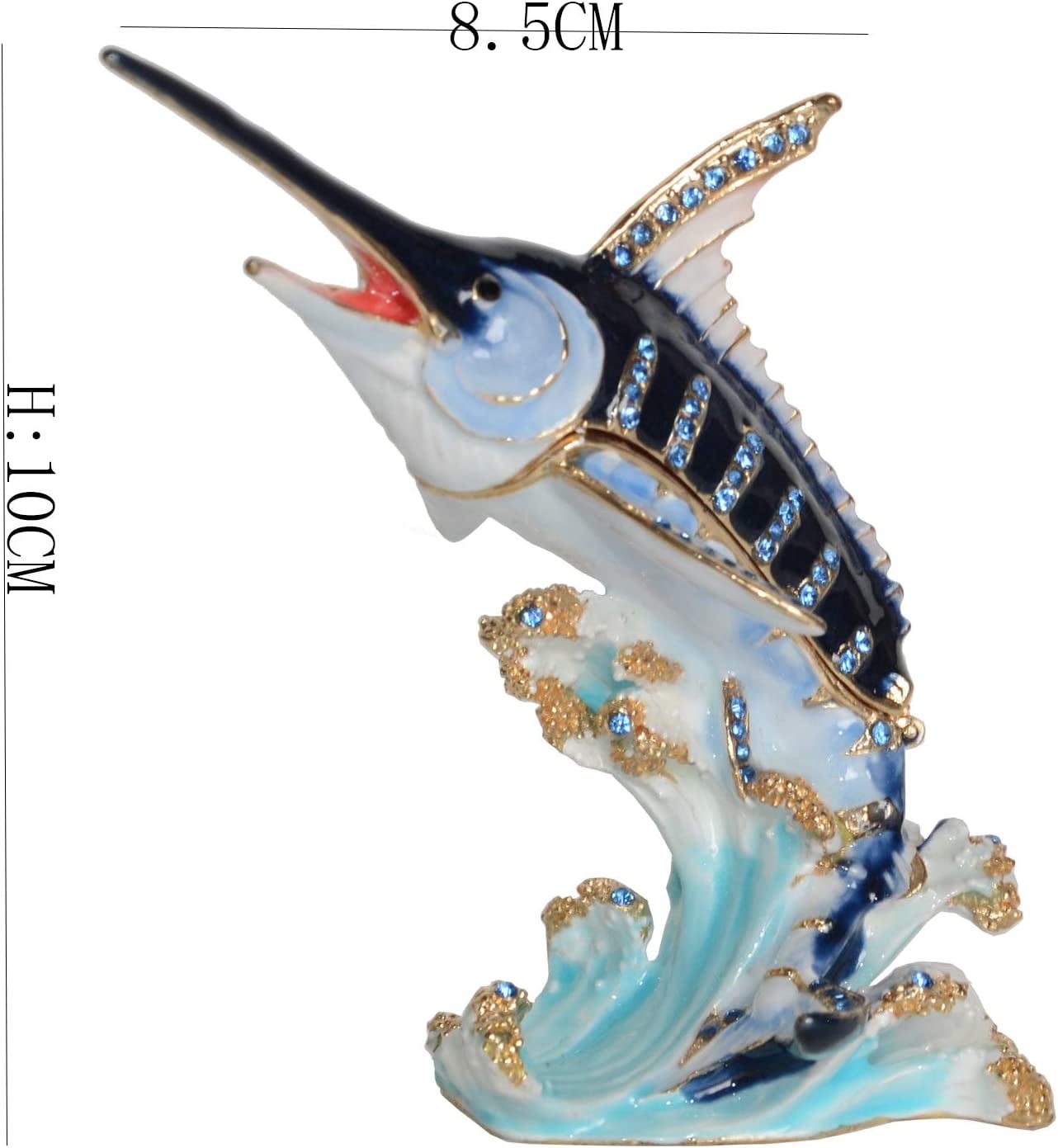 Blue Marlin Fish Jeweled Trinket Jewelry Box Nautical Figurine Vintage ...
