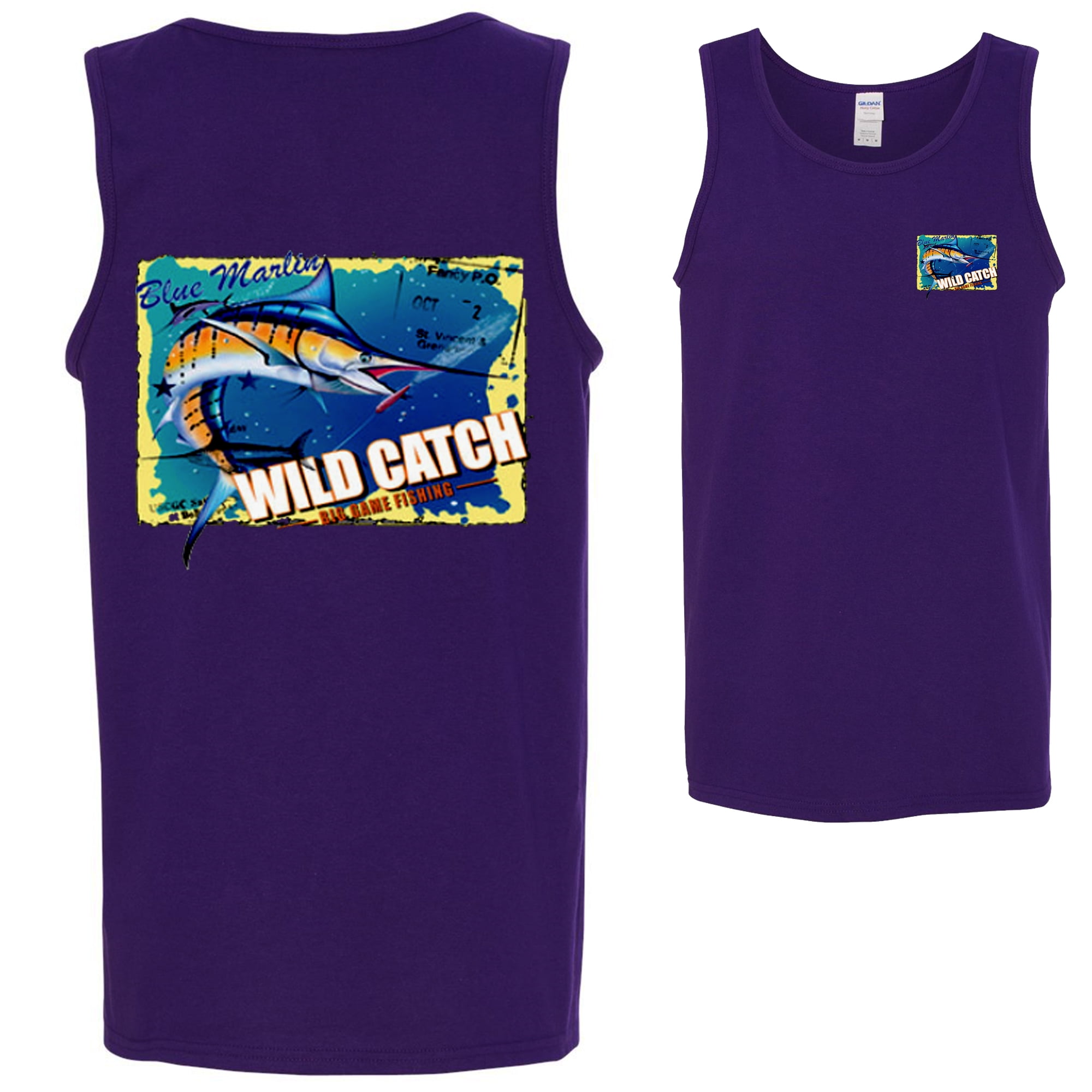 Blue Marlin Wild Catch Fishing Lovers FRONT AND BACK Mens Tank Top ...
