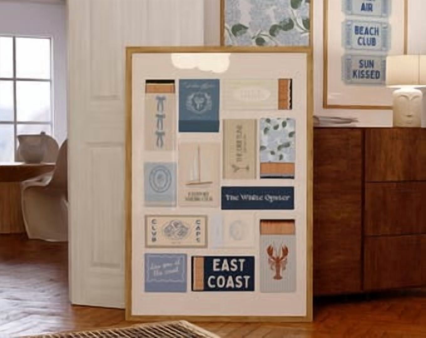 Blue Matchbook Coastal Collage Wall Art Poster, Poster Home Decor ...