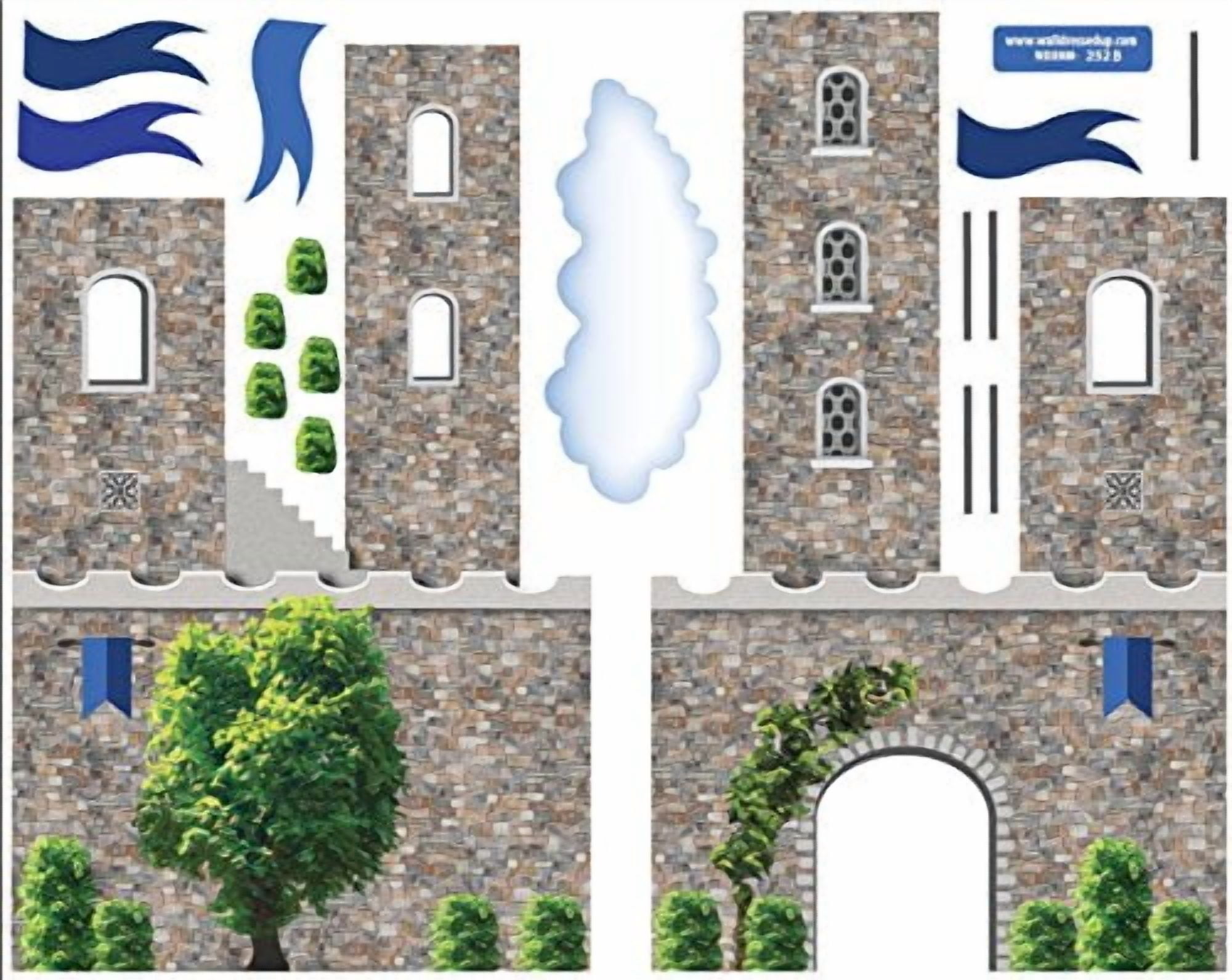 Blue Medieval Castle Wall Decal with Knights Decals, Removable Wall ...