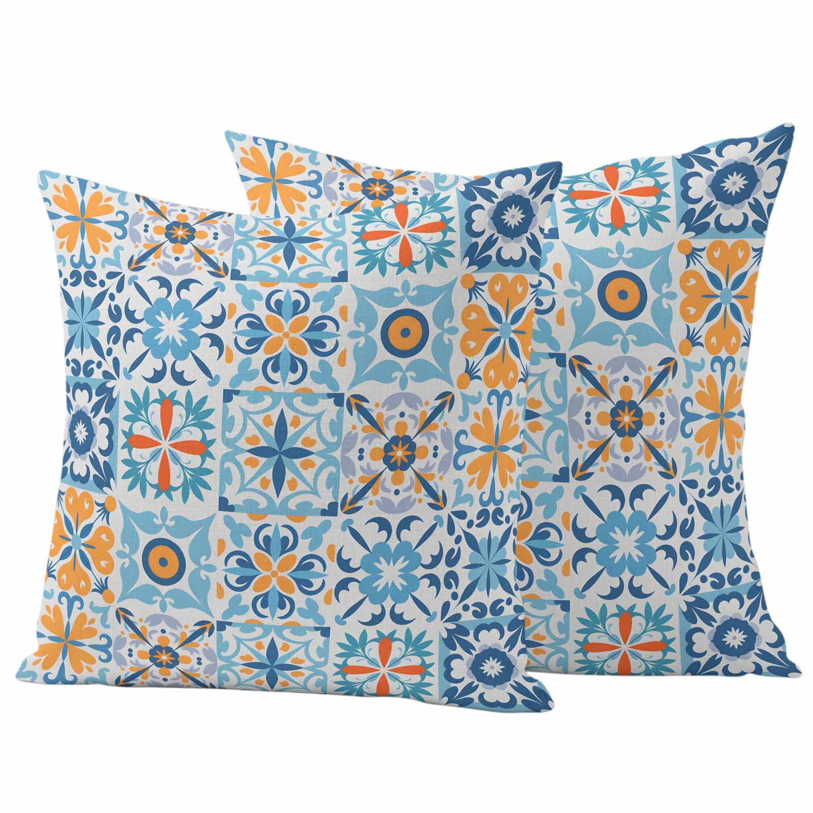 Blue Mediterranean Outdoor Waterproof Pillow Covers, Vintage Moroccan ...