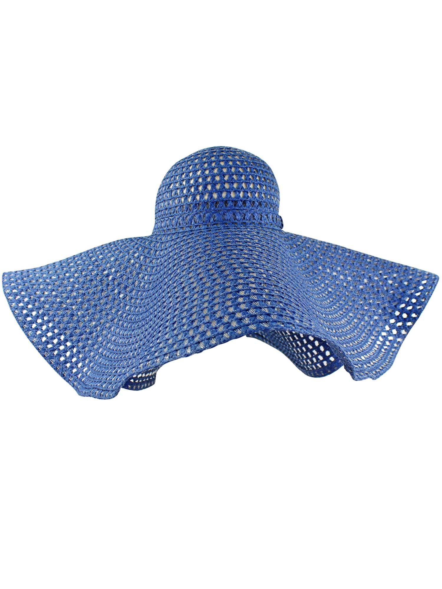 Blue Mega Wide Oversize Brim Shapeable Straw Sun Hat - Walmart.com