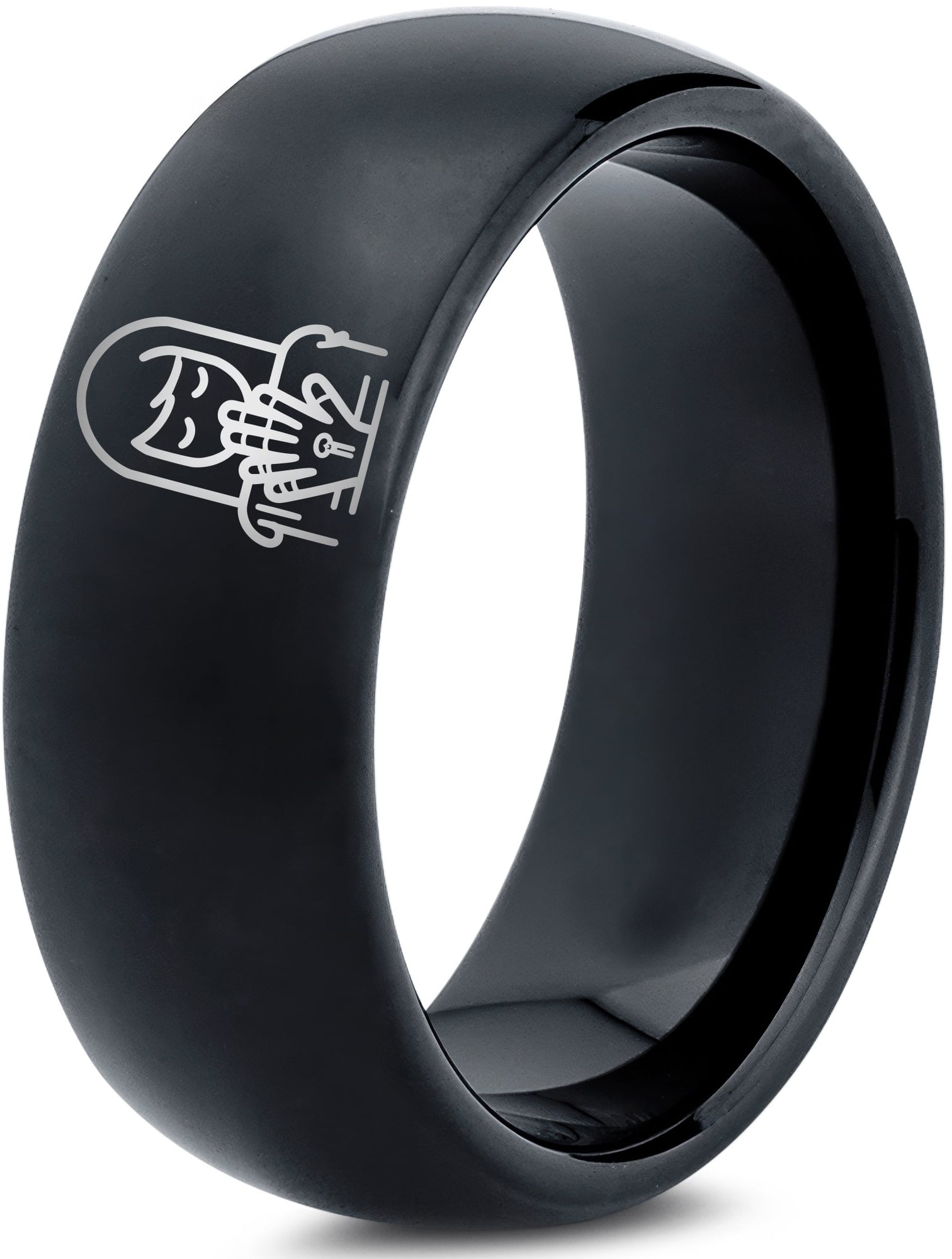 Blue Mens Black Rings Tungsten Gamer Mixed Metal Jewelry Couple Ring ...