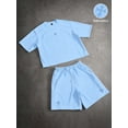 Blue Mens Streetwear Casual Set With 3D Cross Embroidery T-Shirt And ...