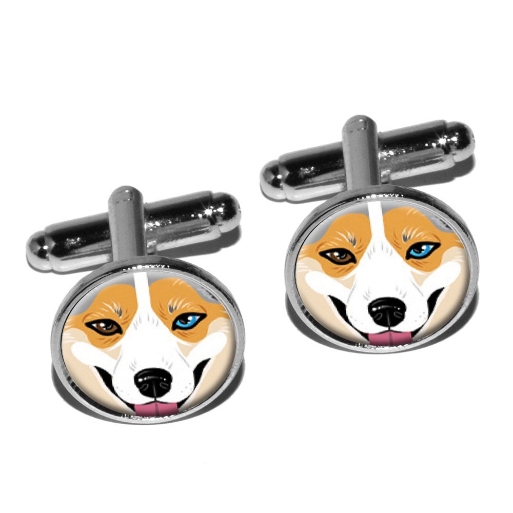Blue Merle Tri Cardigan Welsh Corgi Face - Dog Pet Round Cufflinks ...