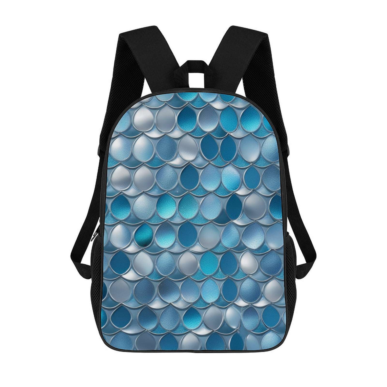 Blue Mermaid Scale Glitter Print Large Capacity Backpacks For Teenagers ...