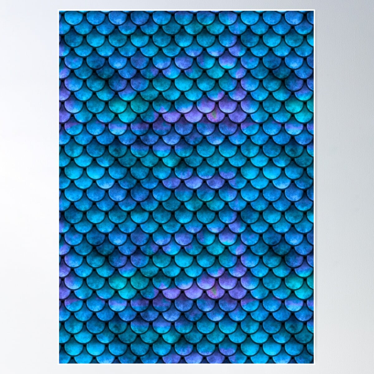 Blue Mermaid Scale Poster Wall Art, Modern Wall Decor For Living Room ...