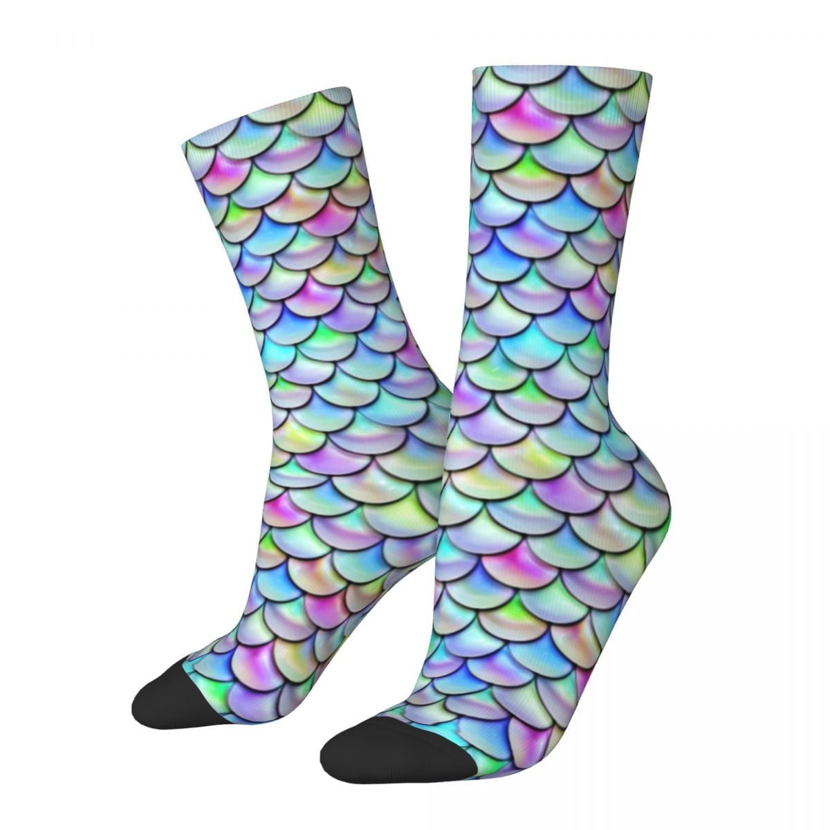 Blue Mermaid Scales Socks Animal Print Gothic Stockings Autumn Anti ...