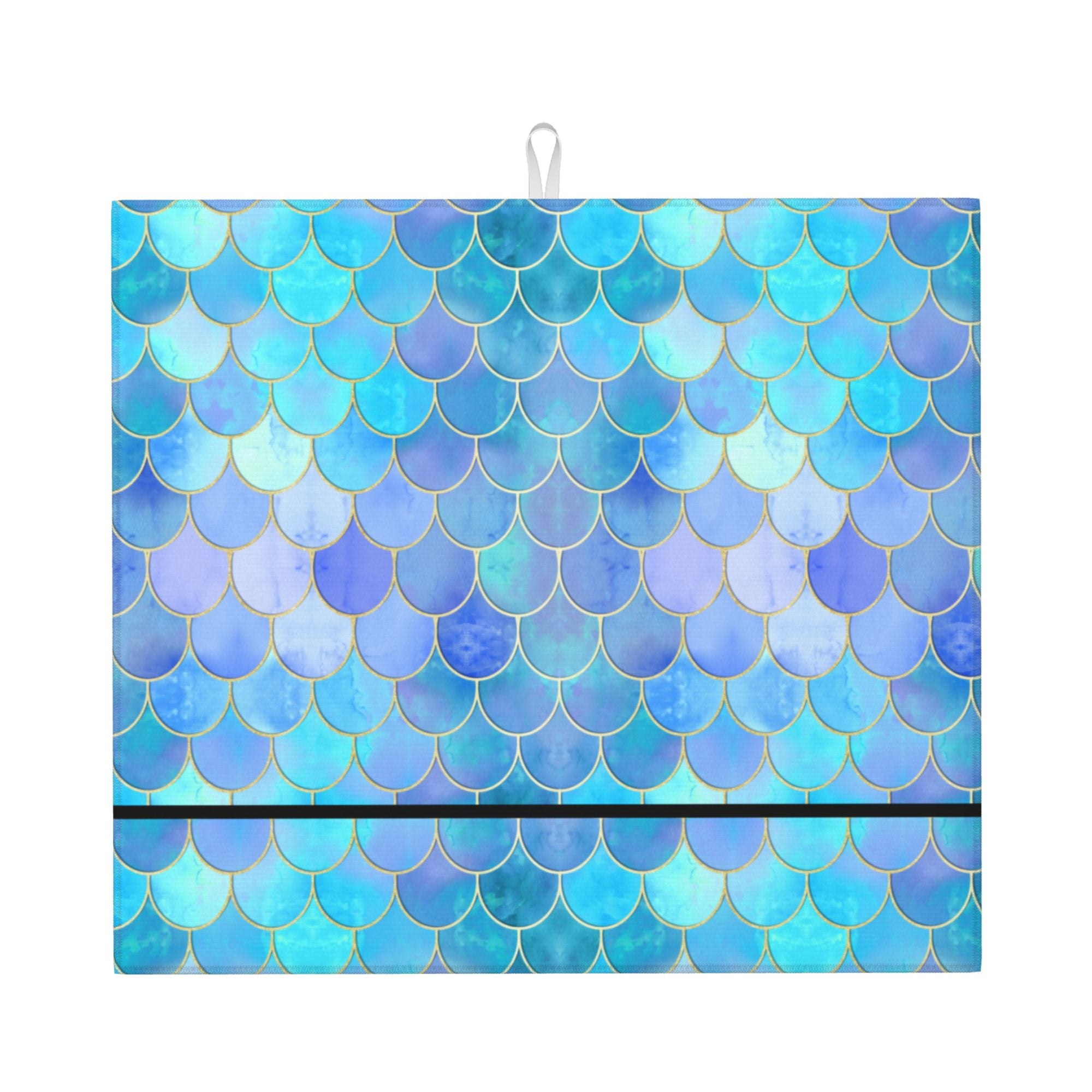 Blue Mermaid Tail Scales Fish Scales Microfiber Kitchen Counter Mat ...
