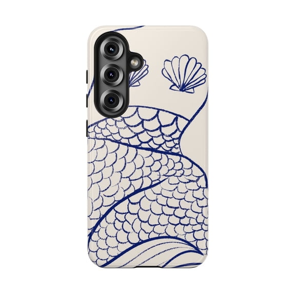 Blue Mermaid Tough Phone Case, Fantasy Ocean Dual Layer Shockproof ...