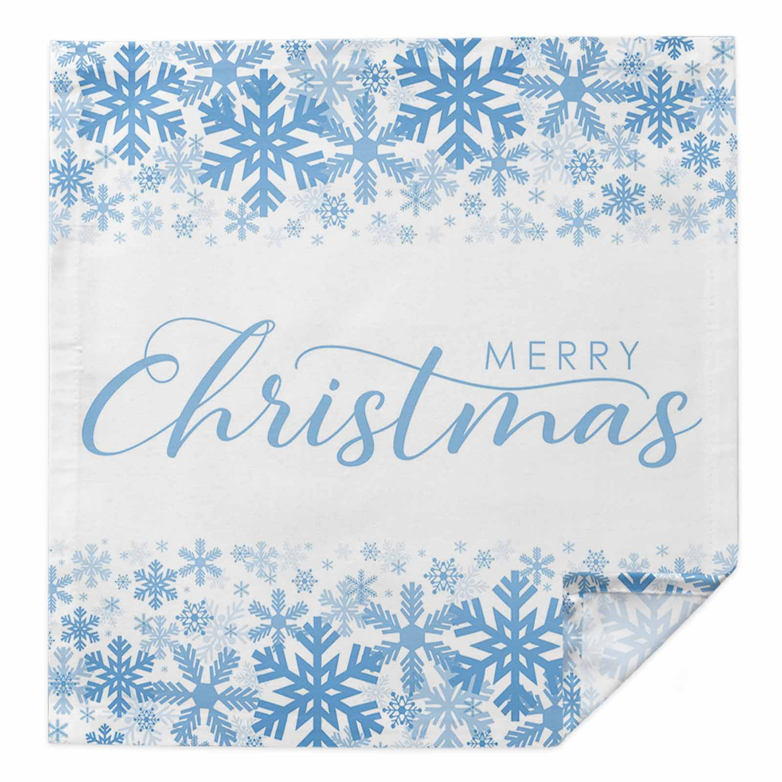 Blue Merry Christmas Cloth Napkins Washable Set of 1, Winter Snowflake ...