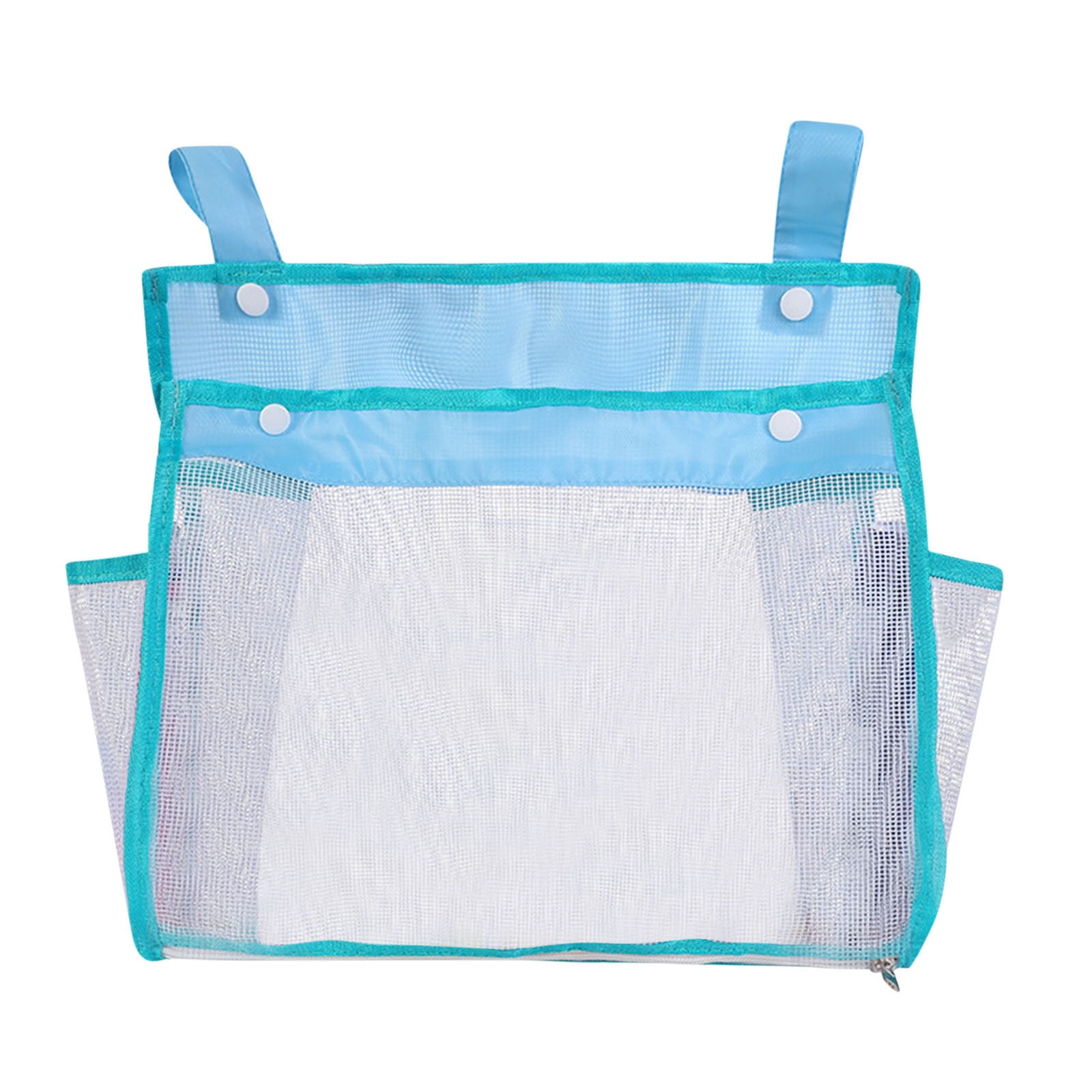 Blue Mesh Beach Toy Storage Bag Foldable Nylon Net Bag For Pool Party ...