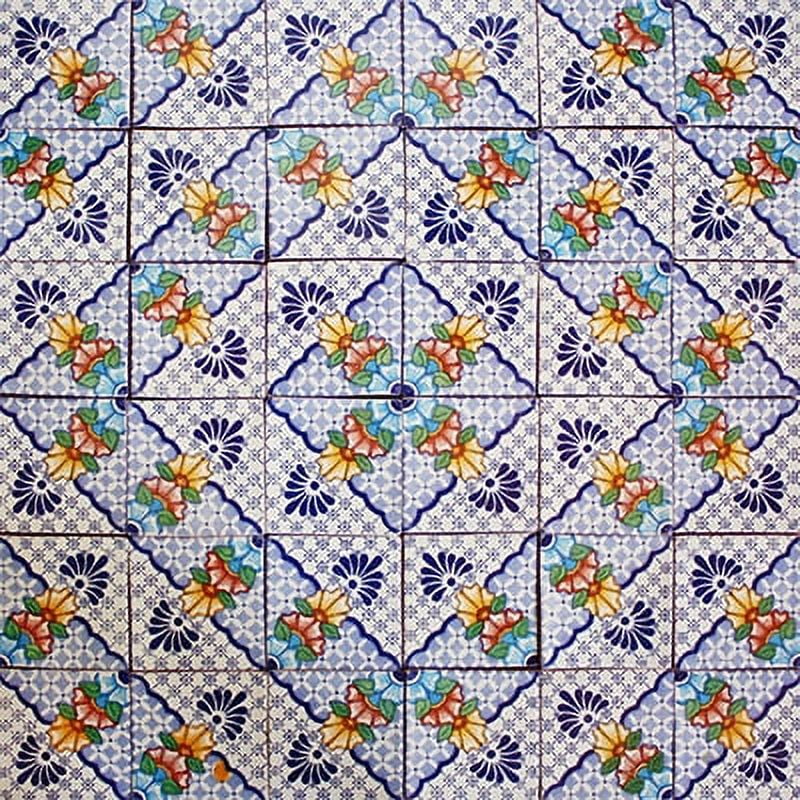 Blue Mesh Mexican Tile Set Backsplash Mural - Walmart.com