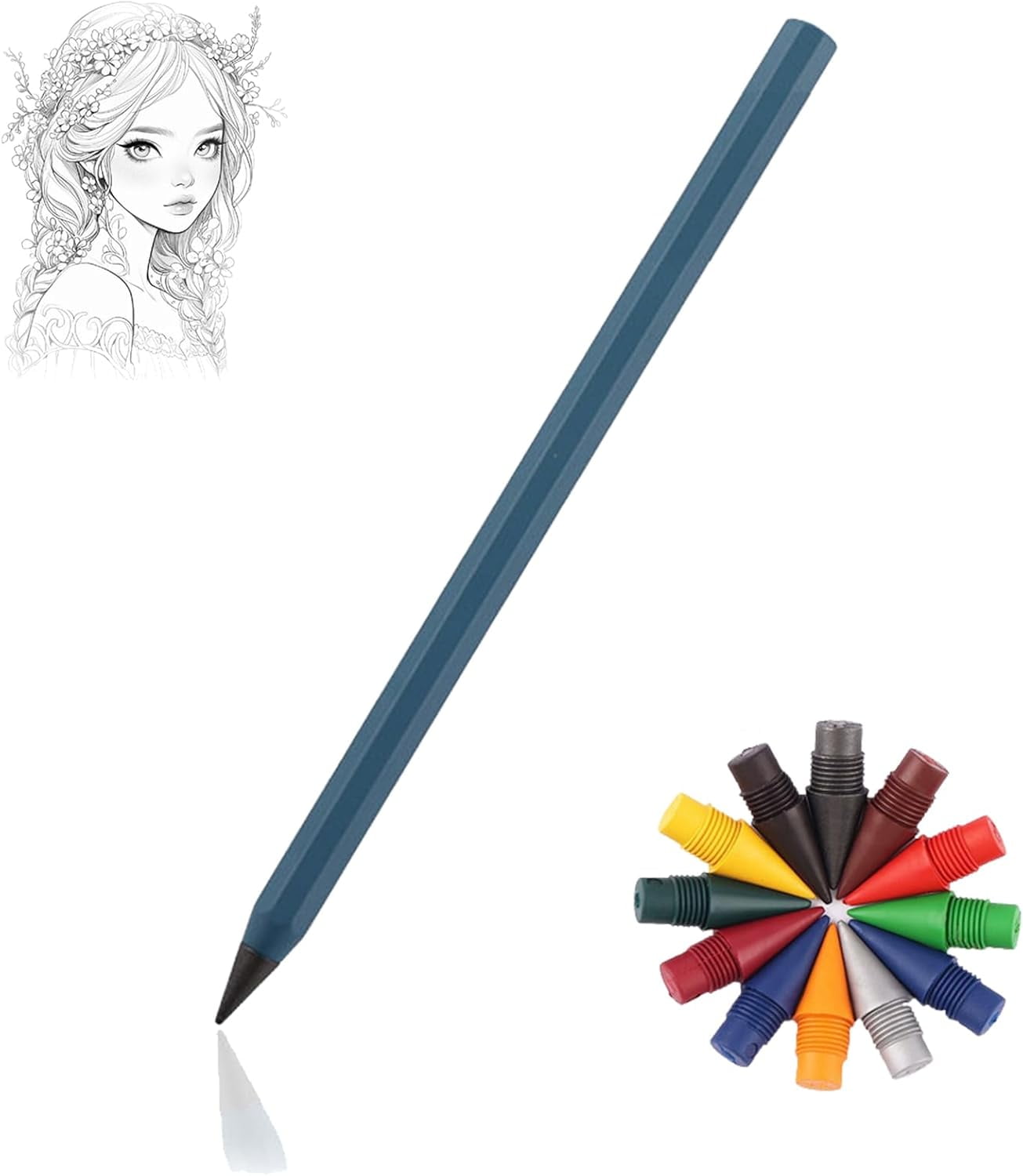 Blue Metal Alloy Writing Instrument Pens, The Endless Pencil, Reusable ...