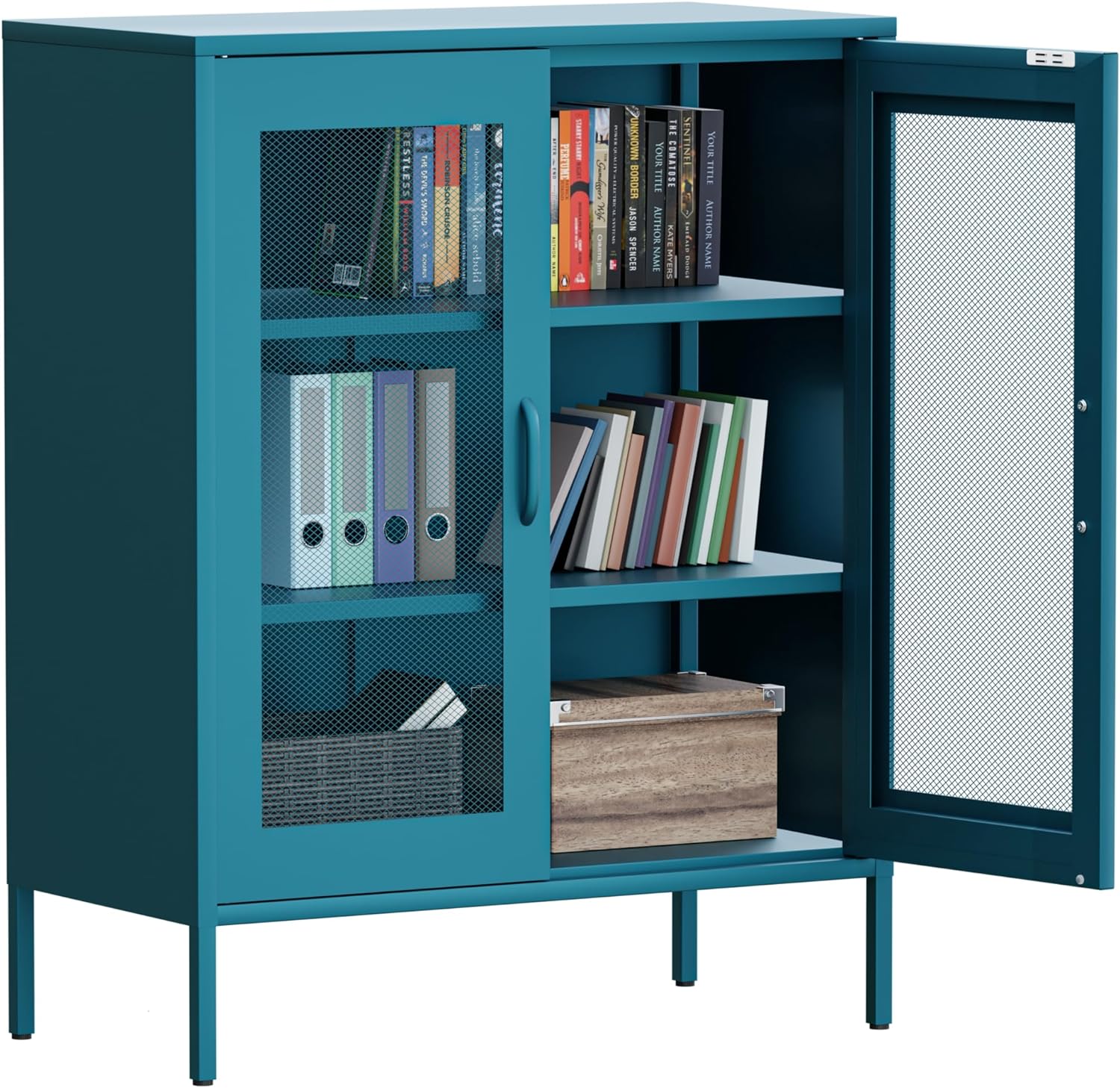 Blue Metal Cabinet,Metal Locker Storage Cabinet with Mesh Doors and ...