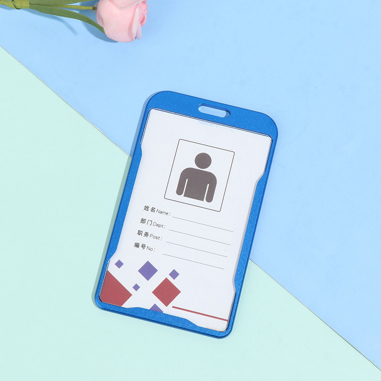 (Blue) Metal ID Badge Card Holder Business Pass Tag Holder Office ...