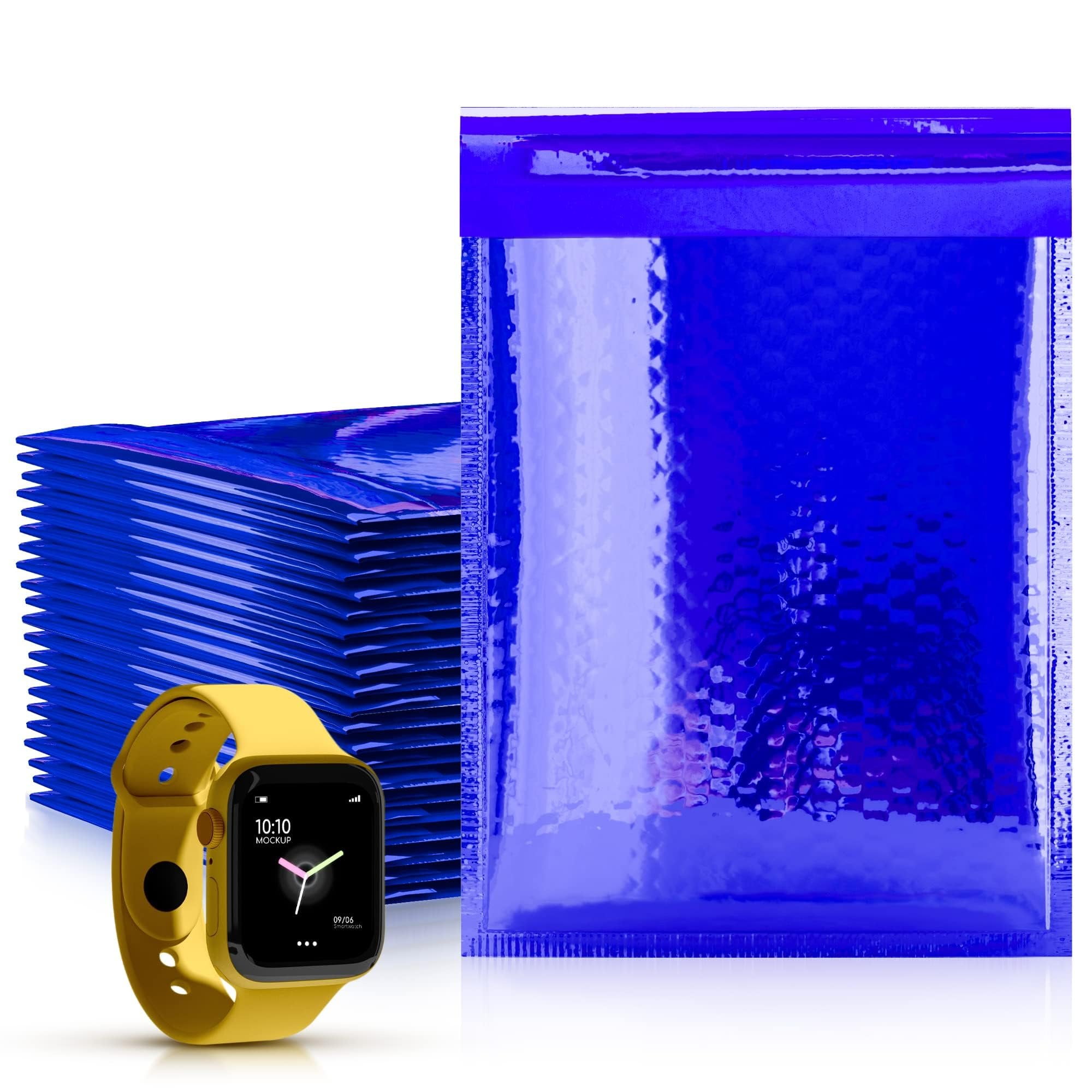 Blue Metallic Bubble Mailers, 8.5 x 11 Inches. 200 Pack Metallic Padded ...