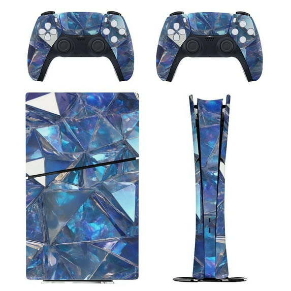 Blue Metallic Console Skin Bundle for PS5 Pro Slim Disc & Digital / PS4 ...