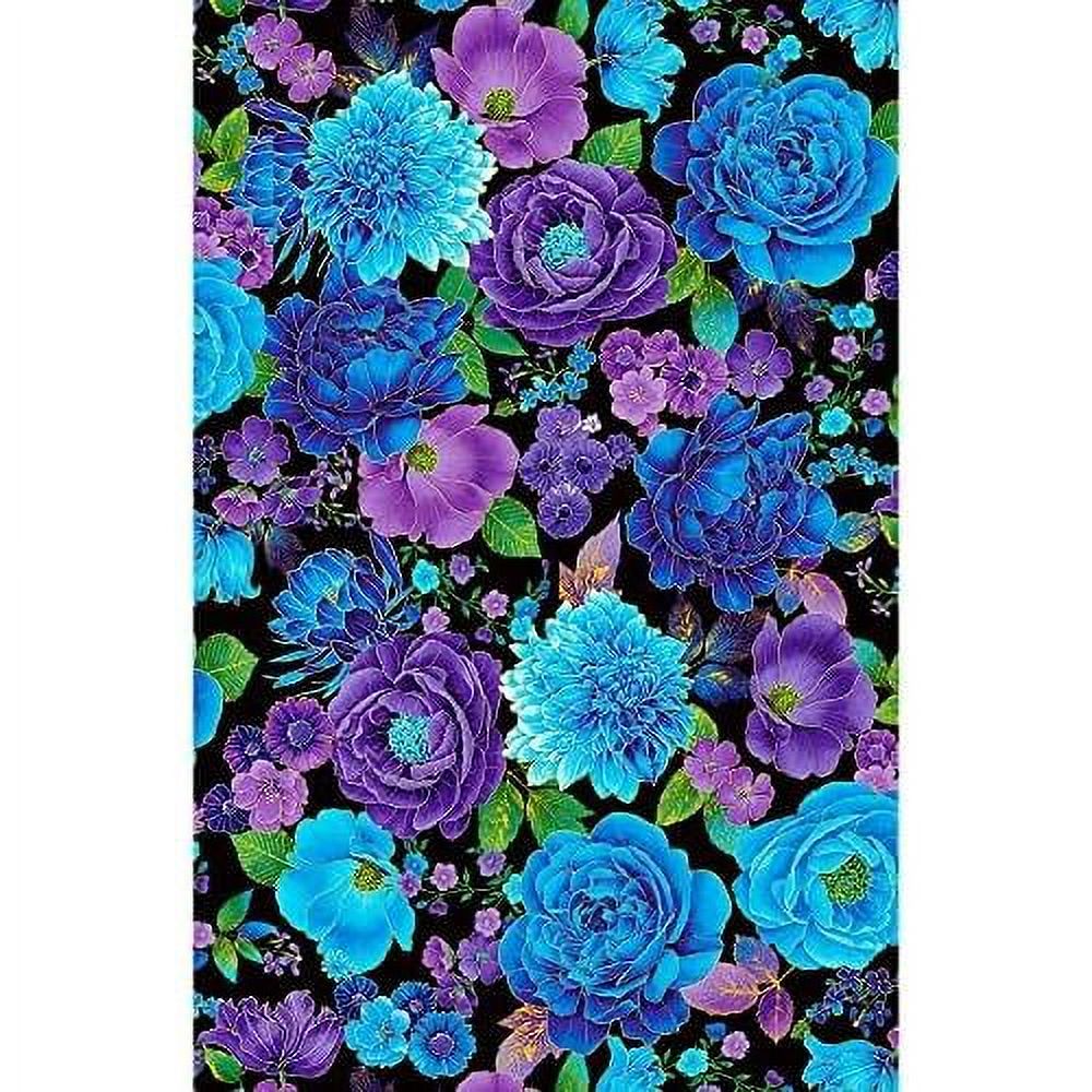 Blue Metallic Floral Utopia By Chong-A Hwang For Timeless Treasures ...