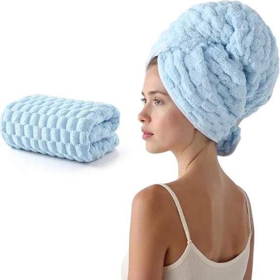 Blue Microfiber Hair Towels - Extra Large Hair Towel Wrap for Women ...