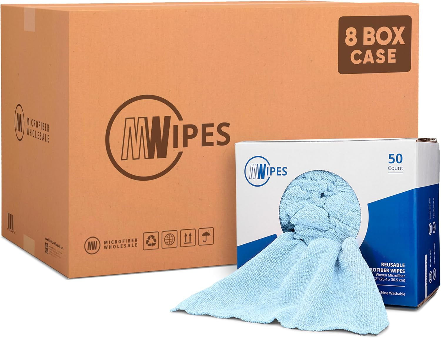Blue Microfiber Shop Towels | MWipes Reusable Shop Rags | 50 Rags in a ...
