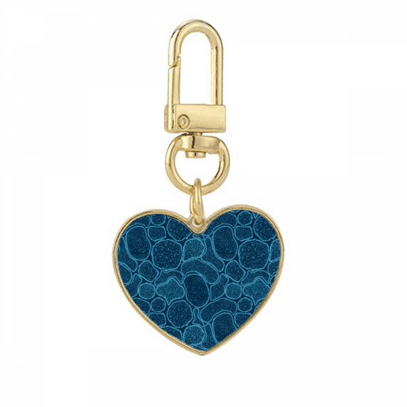 Blue Microscope Cells Structure Illustration Gold Heart Keychain Metal ...