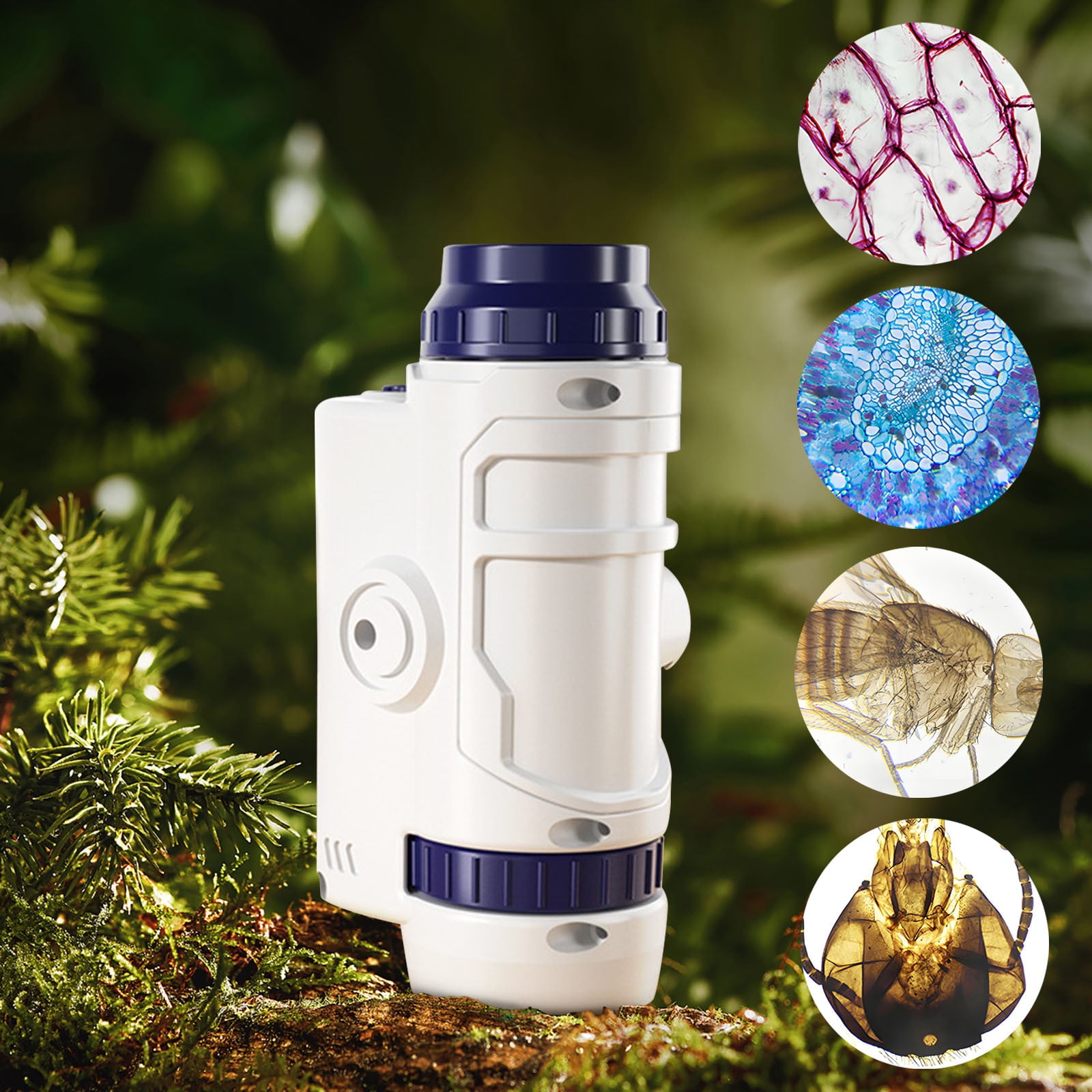 Blue Microscope Kids Handheld Portable 60X-120X Magnification With Led ...