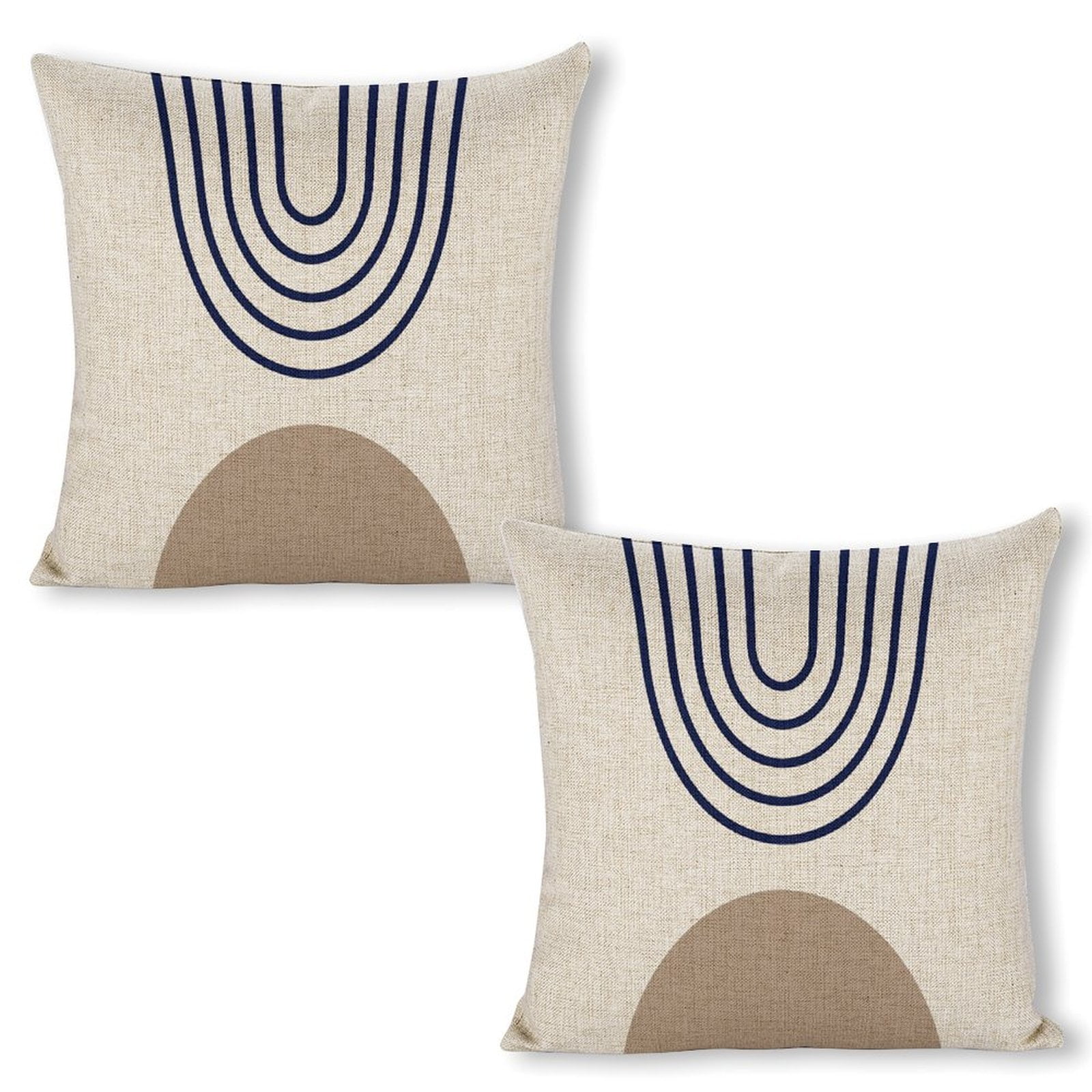 Blue Mid-Century Rainbow Farmhouse Pillow Covers 18X18 Inch Set Of 2 ...