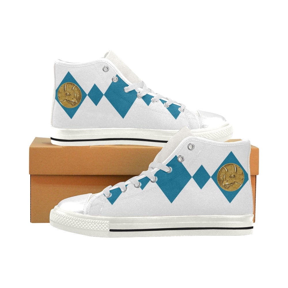 Blue Mighty Morphin Triceratops Dinozord Power Coin High Top Shoes ...