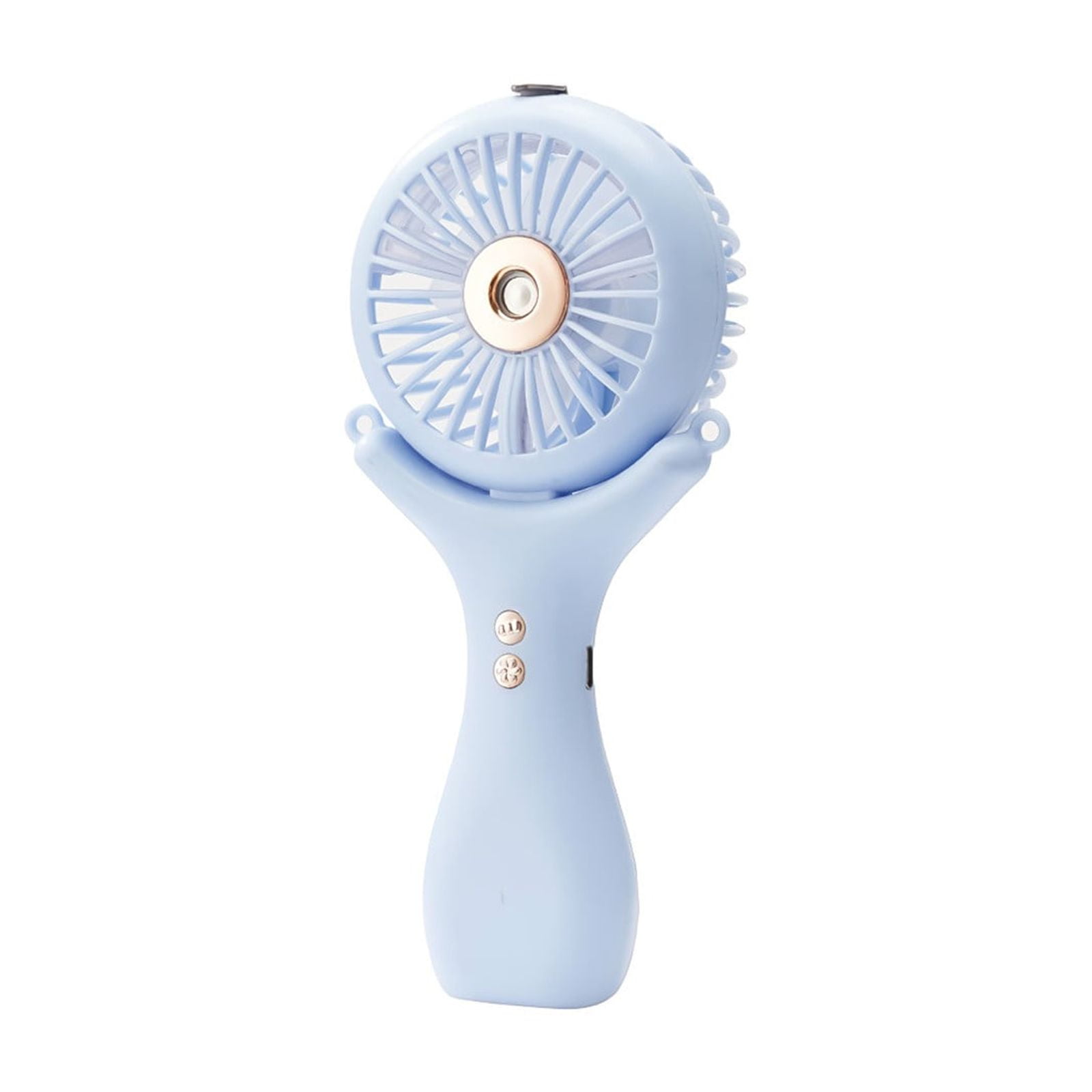 Blue Mini Handheld Fan Water Spray Feature Rechargeable Battery Makeup ...