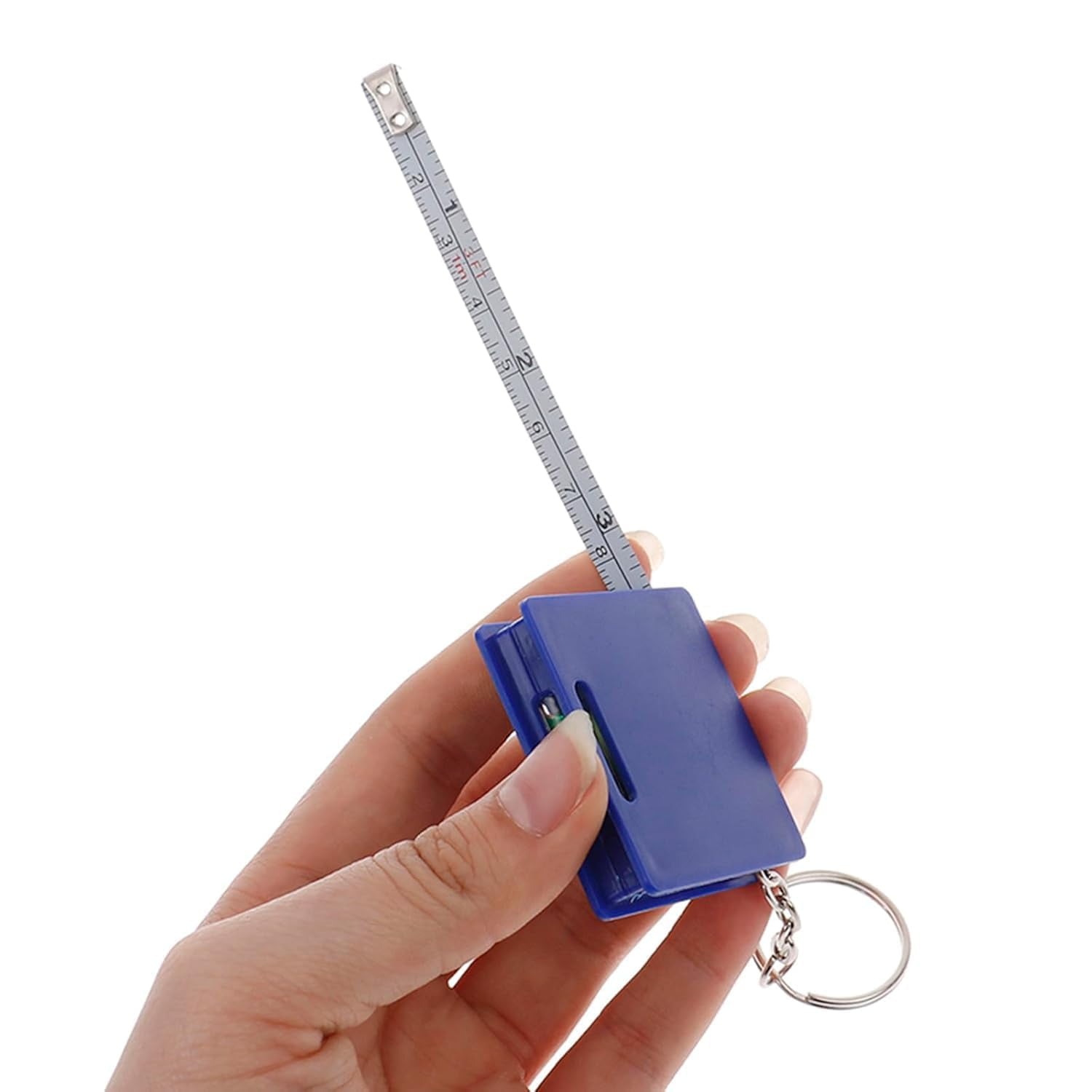 Blue Mini Keychain Tape Measure with Square & Bubble Level, 1m Steel ...
