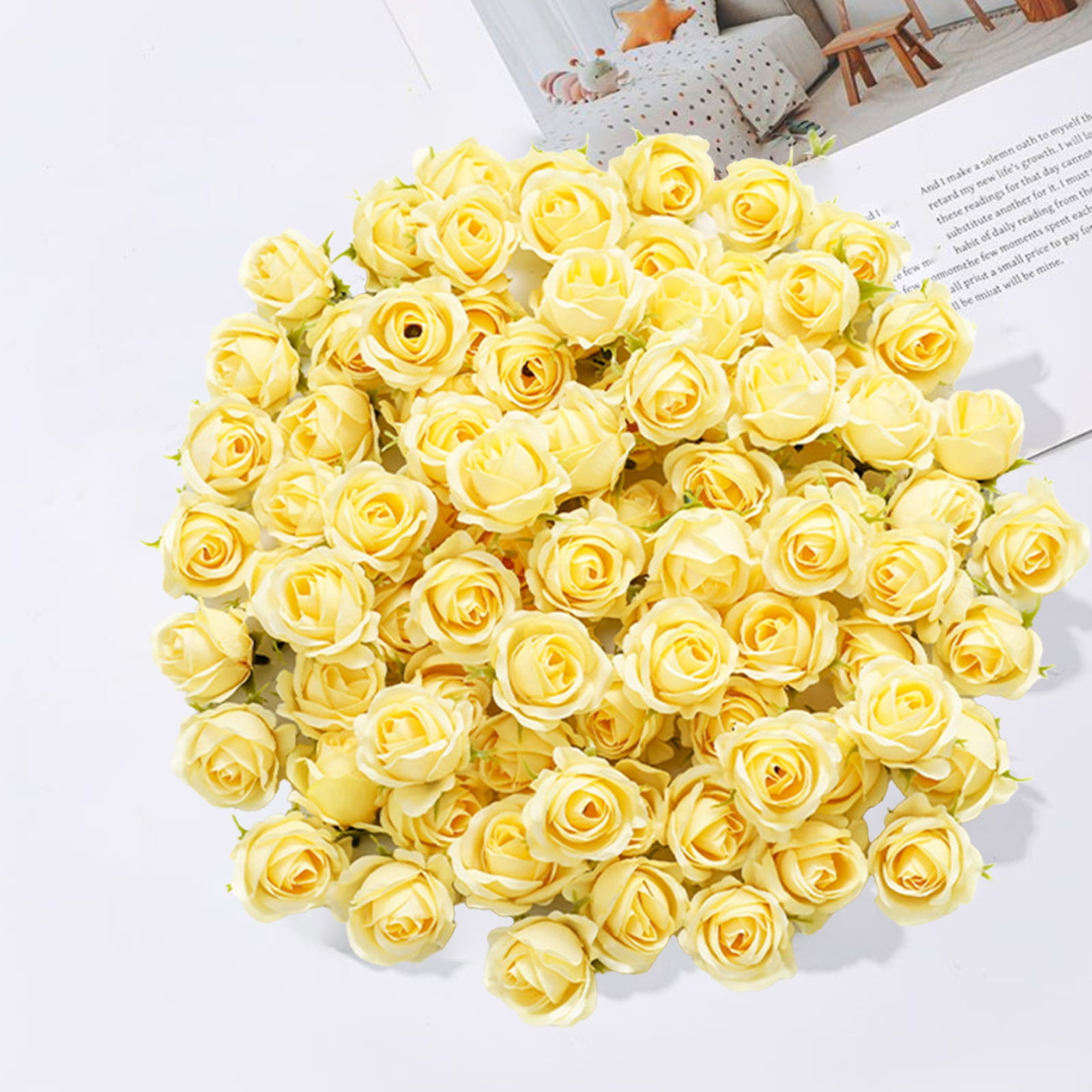 Blue Mini Silk Flower Heads, Tiny Artificial Floral DIY Decorations ...