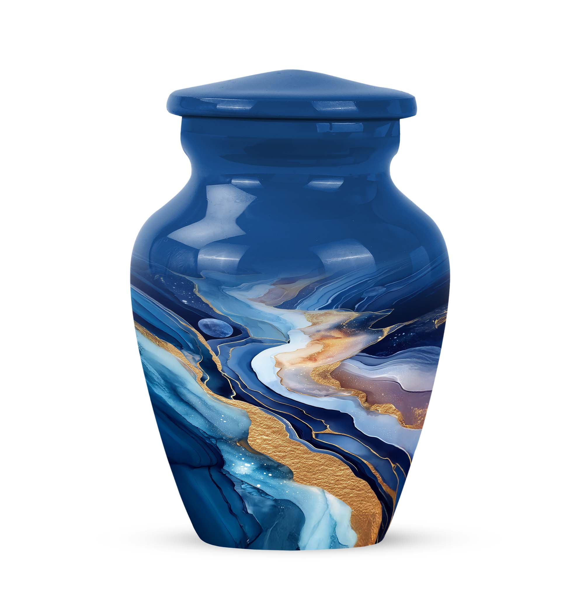 Blue Mini Urn For Human Ashes Adult Woman, Little Cremation Urns For ...