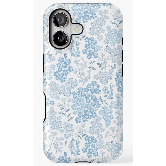 Blue Minimalist Flowers Pattern Floral Phone Case for iPhone 11 12 13 ...
