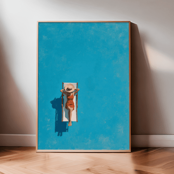 Blue Minimalist Summer Poster, Sunny Colorful Wall Art , Poster Print ...